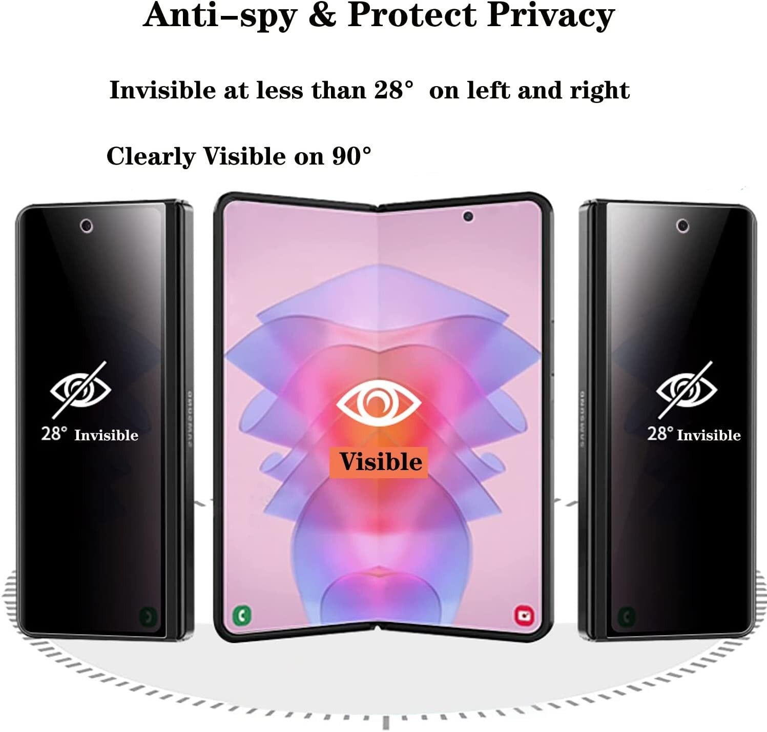 Anti-Peeping Front & Back Screen Privacy Protector For Galaxy Z Fold 3 ...
